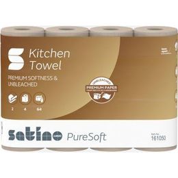 satino K&uuml;chenrollen PureSoft, 2-lagig, mit Pr&auml;gung, L 14 m x B 220 mm, 100 % Recycling-Karton, soft beige, 4 x 64 Blatt
