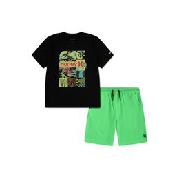 Shirt & Shorts Hurley "HRLB S/S TEE & MESH SHORT SET", Jungen, Gr. 110, volt, Obermaterial: 95% Polyester, 5% Elasthan. Obermaterial Hose: 100% Polyester, KOB Set-Artikel Shirt & Shorts, f&uuml;r Kinder, sportlicher Stil