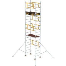 Munk FlexxTower Rollger&uuml;st, Aluminium-Rundrohr, werkzeuglose Montage, klappbare Dreiecksausleger, GS-gepr&uuml;ft, Lastklasse 3, H 4,10 m