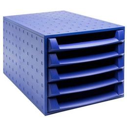 Exacompta THE BOX Schubladenbox A4/A4+ 5 Sch&uuml;be offen, Forever Kobaltblau, leise, Sicherheitsstopp
