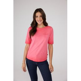 LIEBLINGSST&Uuml;CK Rundhalsshirt LIEBLINGSST&Uuml;CK "CandiceEP", Damen, Gr. L (40), rot (bright rot), Jersey, Obermaterial: 95% Baumwolle, 5% Elasthan, unifarben, regular fit taillenbedeckt, Rundhals, Shirts Rundhalsshirt, mit Statement-Stickerei und im Batik-Look