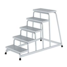 Munk Arbeitspodest, Aluminium, verschwei&szlig;te Rohrkonstruktion, Stufen R 13, Trittfl&auml;che 550 x 300 mm, max. 150 kg, 5 Stufen
