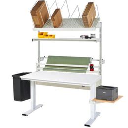 Rau Packtischsystem 04 Werktisch-Serie adlatus 300, B 1500 x T 1000 x H 720-1120 mm, Melamin-Platte, bis 300 kg