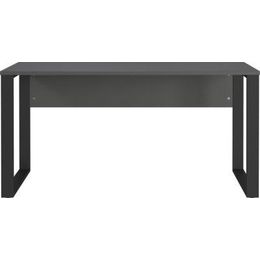 Schreibtisch Monaco, Rechteck, B&uuml;gelfu&szlig;, mit Blende, B 1500 x T 600 x H 740 mm, graphit/schwarz