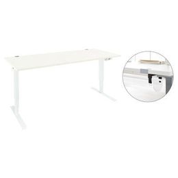Sch&auml;fer Shop Sch&auml;fer Shop Genius Schreibtisch Aero Flex, elektrisch h&ouml;henverstellbar, B 1600 x T 800 x H 620-1280 mm, wei&szlig; + Kabelkanal