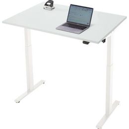 Schreibtisch, elektrisch h&ouml;henverstellbar, Rechteck, T-Fu&szlig;, B 1200 x T 800 x H 720-1200 mm, lichtgrau/wei&szlig;