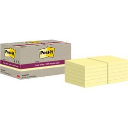 Post-it&reg; Haftnotizen Super Sticky Recycling Notes 622 RSS12CY, B 47,6 x T 47,6 mm, PEFC&reg;-Papier, gelb, 12 Bl&ouml;cke, 70 Blatt/Block