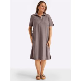 sheego Gro&szlig;e Gr&ouml;&szlig;en A-Linien-Kleid im Leinen-Mix, dunkeltaupe, Gr&ouml;&szlig;e 56 - Damen