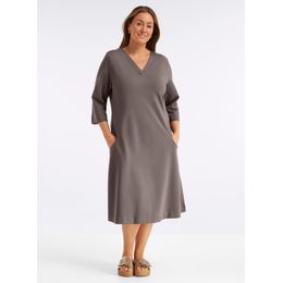sheego Gro&szlig;e Gr&ouml;&szlig;en Jerseykleid mit Teilungsn&auml;hten, dunkeltaupe, Gr&ouml;&szlig;e 48 - Damen