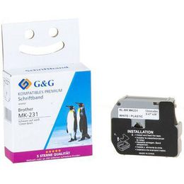 G&G Schriftband G&G, kompatibel zu Brother M-K231BZ, schwarz auf wei&szlig;, selbstklebend, Kunststoff, L 8 m x B 12 mm, 1 St&uuml;ck