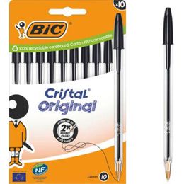 BIC Cristal Original Kugelschreiber Schwarz, 10er Box, 1,0 mm, mittlere Spitze
