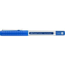Faber-Castell Faber Castell Tintenroller Free Ink Micro, Schreibfarbe blau, Strichst&auml;rke 0,5 mm, mit Sichtfester und Metallclip, Recycling-Kunststoff, 1 St&uuml;ck