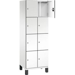 C+P Schlie&szlig;fachschrank Cambio, 2 Abteile, 8 F&auml;cher, auf F&uuml;&szlig;en, B 600 x T 525 x H 1980 mm, verkehrswei&szlig;/wei&szlig;