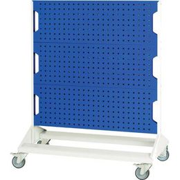 Bott mobiles Lochplatten-System Perfo Rack, 6 Lochplatten, B 1000 x T 550 x H 1250 mm, Stahl, lichtgrau RAL 7035/enzianblau RAL 5010