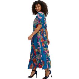 sheego Gro&szlig;e Gr&ouml;&szlig;en Sommerkleid mit tropischem Print, royalblau-erdbeere-gemustert, Gr&ouml;&szlig;e 56 - Damen