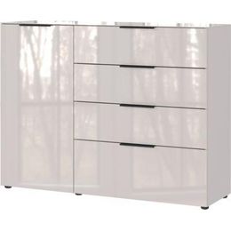 Sideboard, mit 4 Schubladen und 1 T&uuml;r, Glasfront- und auflage, B 1340 x T 420 x H 1020 mm, Kaschmir