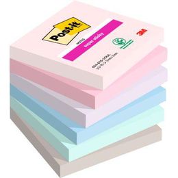 Post-it&reg; Haftnotizen Super Sticky Notes 654-6SS-SOUL, B 76 x T 76 mm, PEFC&reg;-Papier, farbig, 6 Bl&ouml;cke, 90 Blatt/Block