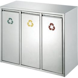 Wertstoff-Sortieranlage aus Edelstahl, 3 x 8 l