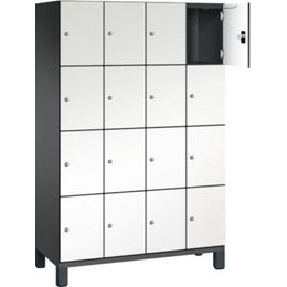C+P Schlie&szlig;fachschrank Cambio, 4 Abteile, 16 F&auml;cher, auf F&uuml;&szlig;en, B 1200 x T 525 x H 1980 mm, schwarzgrau/wei&szlig;