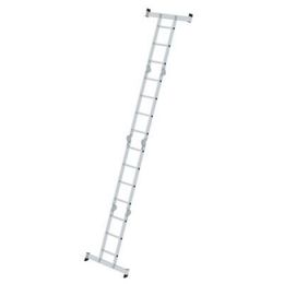 Munk Sprossen-Vielzweckleiter, Aluminium, Rechteckrohr-Holme, 4-fach geb&ouml;rdelte Sprossen, 150 kg Belastung, nivello&reg; Traversen, 350 mm breit, 2x3 + 2x4 Sprossen