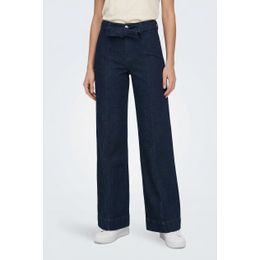 High-waist-Jeans Only "ONLMADISON BLUSH HW WID BELT DNM GUA579", Damen, Gr. XL, L&auml;nge 32, dunkelblau denim detail:rinse, Denim/Jeans, Obermaterial: 91% Baumwolle, 7% Polyester, 2% Elasthan, unifarben, lang, Jeans High-waist-Jeans, Materialmix, High Waist, Wide Fit