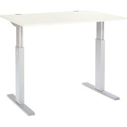 Sch&auml;fer Shop Sch&auml;fer Shop Select Schreibtisch ERGO-T, elektrisch h&ouml;henverstellbar, Rechteck, T-Fu&szlig;, B 1200 x T 800 x H 725-1185 mm, wei&szlig;/wei&szlig;aluminium