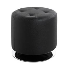 Hocker HAKU, rund, drehbar, gepolstert, &Oslash; 400 x H 400 mm, Kunstleder und Stahl, schwarz-chrom