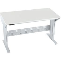 Sch&auml;fer Shop Sch&auml;fer Shop Pure Arbeitstisch AST31, elektrisch h&ouml;henverstellbar, Melaminplatte, T-Fu&szlig;, bis 400 kg, B 1500 x T 800 x H 725-1155 mm, wei&szlig;aluminium/lichtgrau