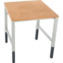 Sch&auml;fer Shop Sch&auml;fer Shop Pure Arbeitstisch AST31, manuell h&ouml;henverstellbar, Multiplex-Platte, 4-Fu&szlig;, bis 500 kg, B 750 x T 800 x H 805-1035 mm, lichtgrau/Buche