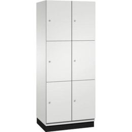 C+P Schlie&szlig;fachschrank Cambio, 2 Abteile, 6 F&auml;cher, mit Sockel, B 800 x T 525 x H 1980 mm, lichtgrau
