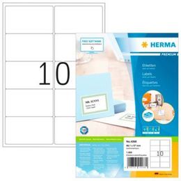 Adressetiketten Herma 4268, permanenthaftend, selbstklebend, bedruckbar, B 99,1 x H 57 mm, FSC&reg;-Papier, wei&szlig;, 1000 St&uuml;ck/100 Blatt