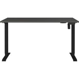 Schreibtisch Athen, elektrisch h&ouml;henverstellbar, Rechteck, T-Fu&szlig;, Memorybedienpanel, B 1400 x T 800 x H 720-1190 mm, graphit/schwarz