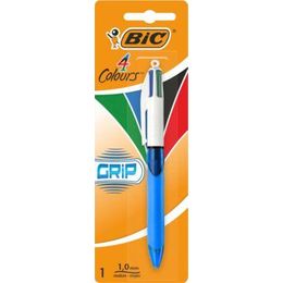 BIC 4 Colours Grip Vierfarb-Kugelschreiber mit mittlerer Spitze und weichem Griff, 1 St&uuml;ck