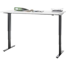 Schreibtisch, elektrisch h&ouml;henverstellbar, T-Fu&szlig; ohne Traverse, B 1600 x T 800 x H 605&ndash;1265 mm, wei&szlig;/schwarz
