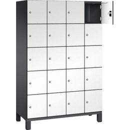C+P Schlie&szlig;fachschrank Cambio, 4 Abteile, 20 F&auml;cher, auf F&uuml;&szlig;en, B 1200 x T 525 x H 1980 mm, schwarzgrau/wei&szlig;