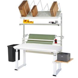 Rau Packtischsystem 04 Werbank-Serie adlatus 600, B 2000 x T 900 x H 740-1140 mm, HPL-Platte, bis 600 kg