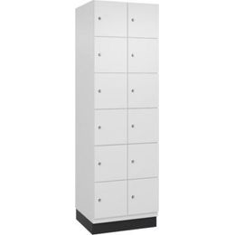 C+P Schlie&szlig;fachschrank Cambio, 2 Abteile, 12 F&auml;cher, mit Sockel, B 600 x T 525 x H 1980 mm, verkehrswei&szlig;