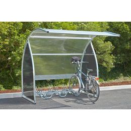 Fahrrad-Unterstand Mottez B800VNO, f&uuml;r 6 Fahrr&auml;der oder Motorr&auml;der, erweiterbar, B 2240 x T 2210 x H 2200 mm, schwarz
