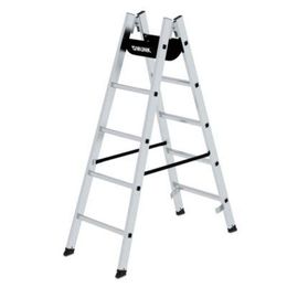Munk Sprossen-Stehleiter, Aluminium, Rechteckrohr-Holme, geriffelte Sprossen, nivello&reg; Leiterschuhe, max. 150 kg, Polyestergurt-Spreizsicherung, 10 Sprossen