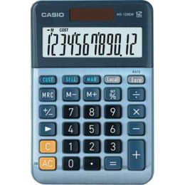 Casio Tischrechner MS-120EM, 12 Stellen, LC-Display, Batterie-/Solarbetrieb, B 101 x H 149 mm, blau