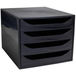Exacompta ECOBOX Schubladenbox 4 Sch&uuml;be Himbeerfarben, A4/A4+, offene Front, leise, Sicherheitsstopp