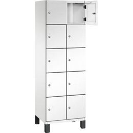 C+P Schlie&szlig;fachschrank Cambio, 2 Abteile, 10 F&auml;cher, auf F&uuml;&szlig;en, B 600 x T 525 x H 1980 mm, verkehrswei&szlig;