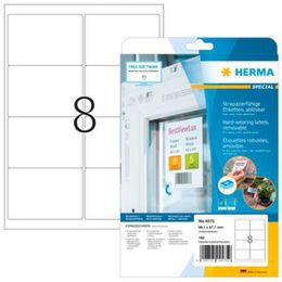 Folienetiketten Herma 4575, selbstklebend, wiederabl&ouml;sbar, wetterfest, bedruckbar, B 99,1 x H 67,7 mm, wei&szlig;, 160 St&uuml;ck/20 Blatt