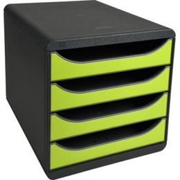 Exacompta Schubladenbox Big Box Iderama Anisgr&uuml;n, 4 offene Schubladen, A4/A4+/24x32 cm, leise, Sicherheitsstopp Fragen