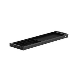 Zubeh&ouml;rschublade f&uuml;r Schreibtische, gro&szlig;, abschlie&szlig;bar, herausziehbare Metallschienen/Tablett-Einsatz, B 868 x T 265 x H 50 mm, Stahl lackiert, schwarz