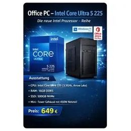 Office PC - Intel Core Ultra 5 225K - 16GB DDR5 | Intel iGPU Grafik | 500GB M.2 ...
