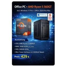 Office PC - AMD Ryzen 5 5600GT 6 x 3,6GHz - 16GB DDR4 - Radeon Grafik - 240GB SS...