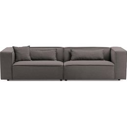 3-Sitzer "PIARA, Couch mit Kedernaht, Sofa in Cord, Leinenoptik o. Strukturstoff", grau (anthrazit), B:275cm H:66cm T:101cm, 100% Polyester, LeGer Home by Lena Gercke, Sofas, 3-Sitzer, schwarze F&uuml;&szlig;e, bequemer Sitzkomfort