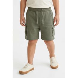 Sweatshorts name it "NMMOLI SWEAT SHORTS UNB NOOS", Jungen, Gr. 104, N-Gr, dusty olive, Sweatware, Obermaterial: 60% Baumwolle, 40% Polyester, unifarben, normal kurz, Hosen Sweatshorts, Baumwollmischung, verstellbarer und elastischer Bund, Cargotaschen