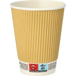 Papstar Kaffeebecher Ripple Wall 300 ml, Pappe PLA-beschichtet, FSC, &Oslash; 90 mm, 25 St&uuml;ck, To-go